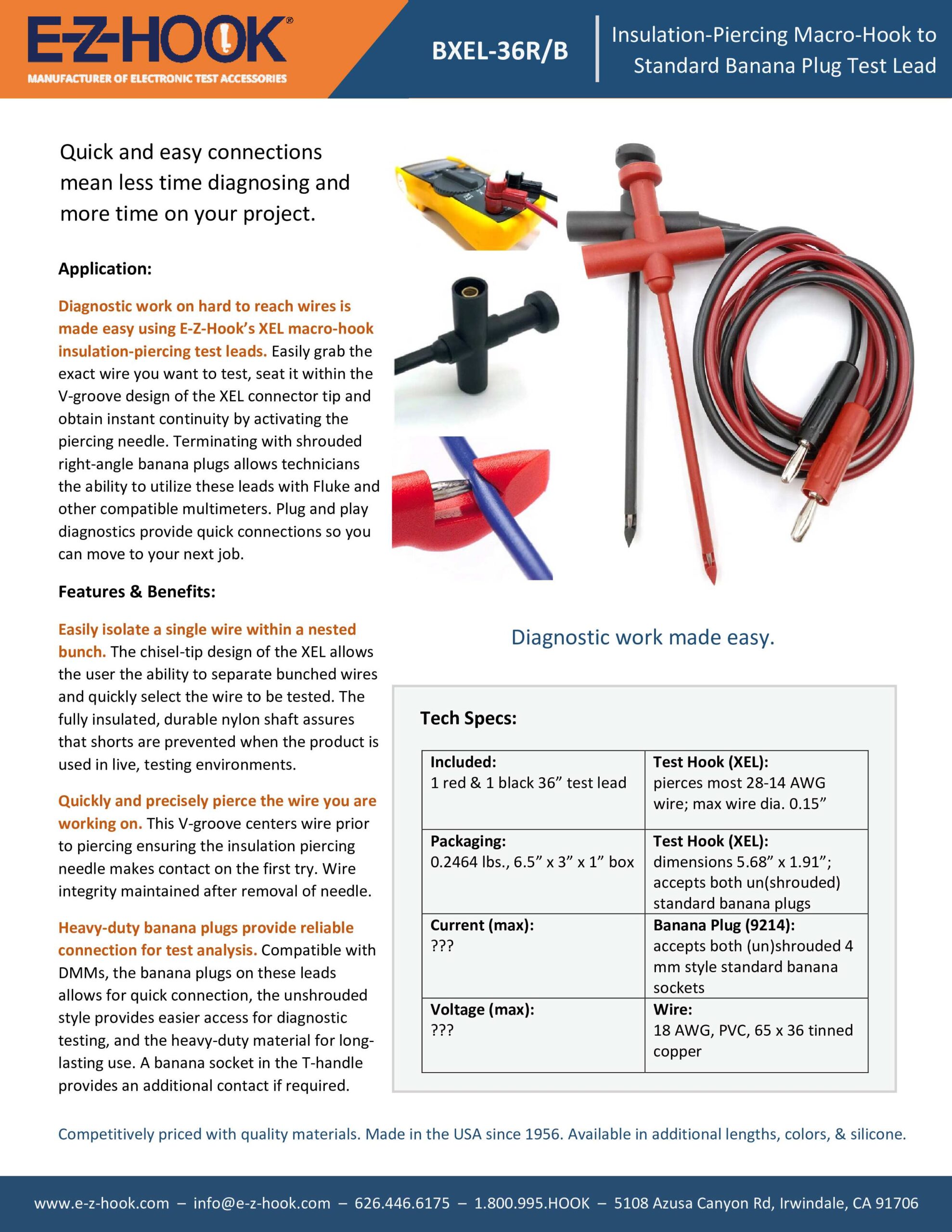 BXEL, Product Flyer - E-Z-Hook, A Division of Tektest, Inc.
